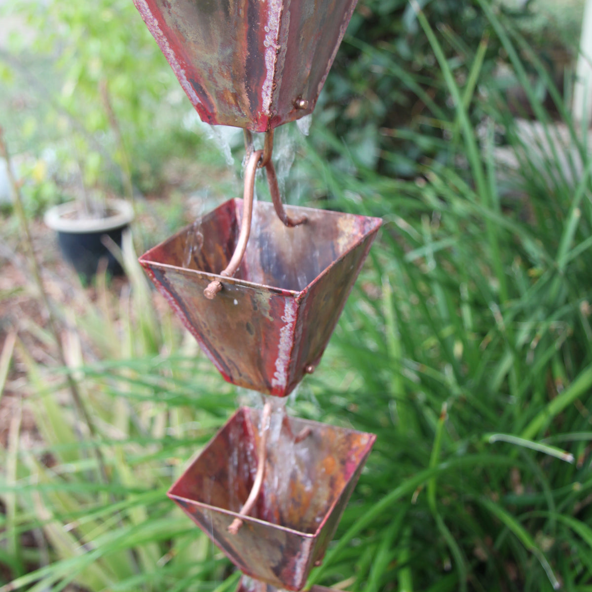 Square Cup Hand Made Solid Copper Rain Chain — Indo Pacific Emporium